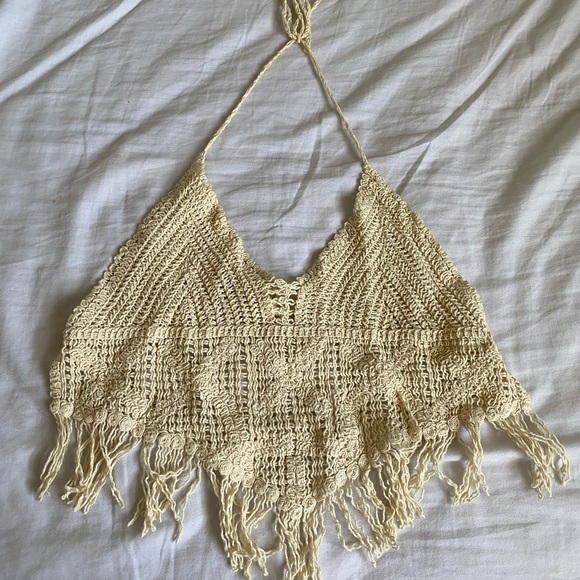 Sans Souci | Tops | Cute Boho Style One Size Crochet Top That Ties In ...
